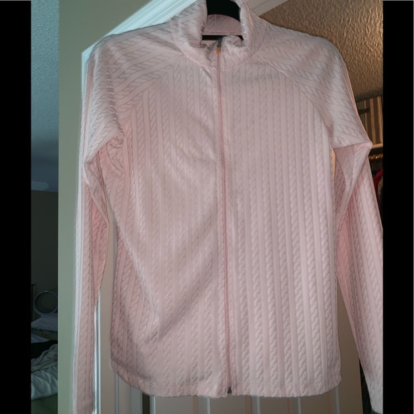 Lucy | Tops | Lucy Herringbone Baby Pink Zip Track Jacket Medium | Poshmark